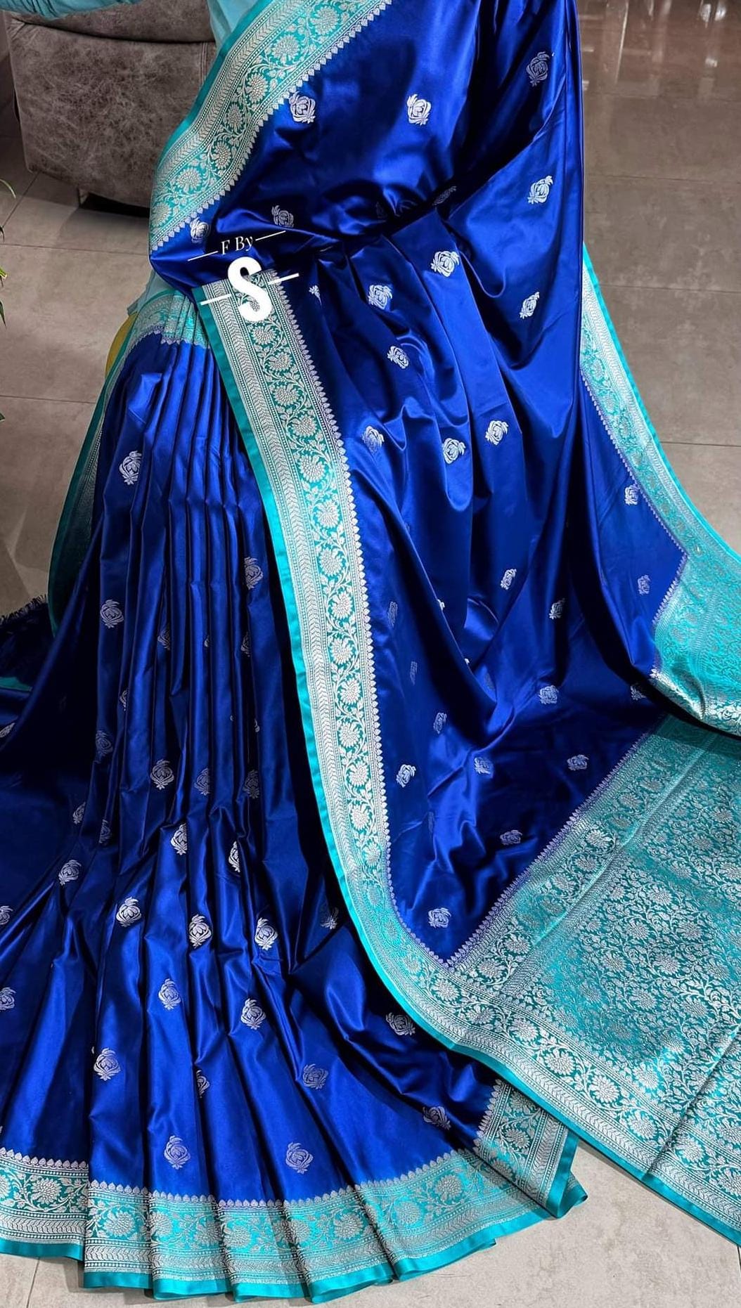 Pure Handloom Blue Colour Light Weight Soft Katan Silk Banarasi Saree ...