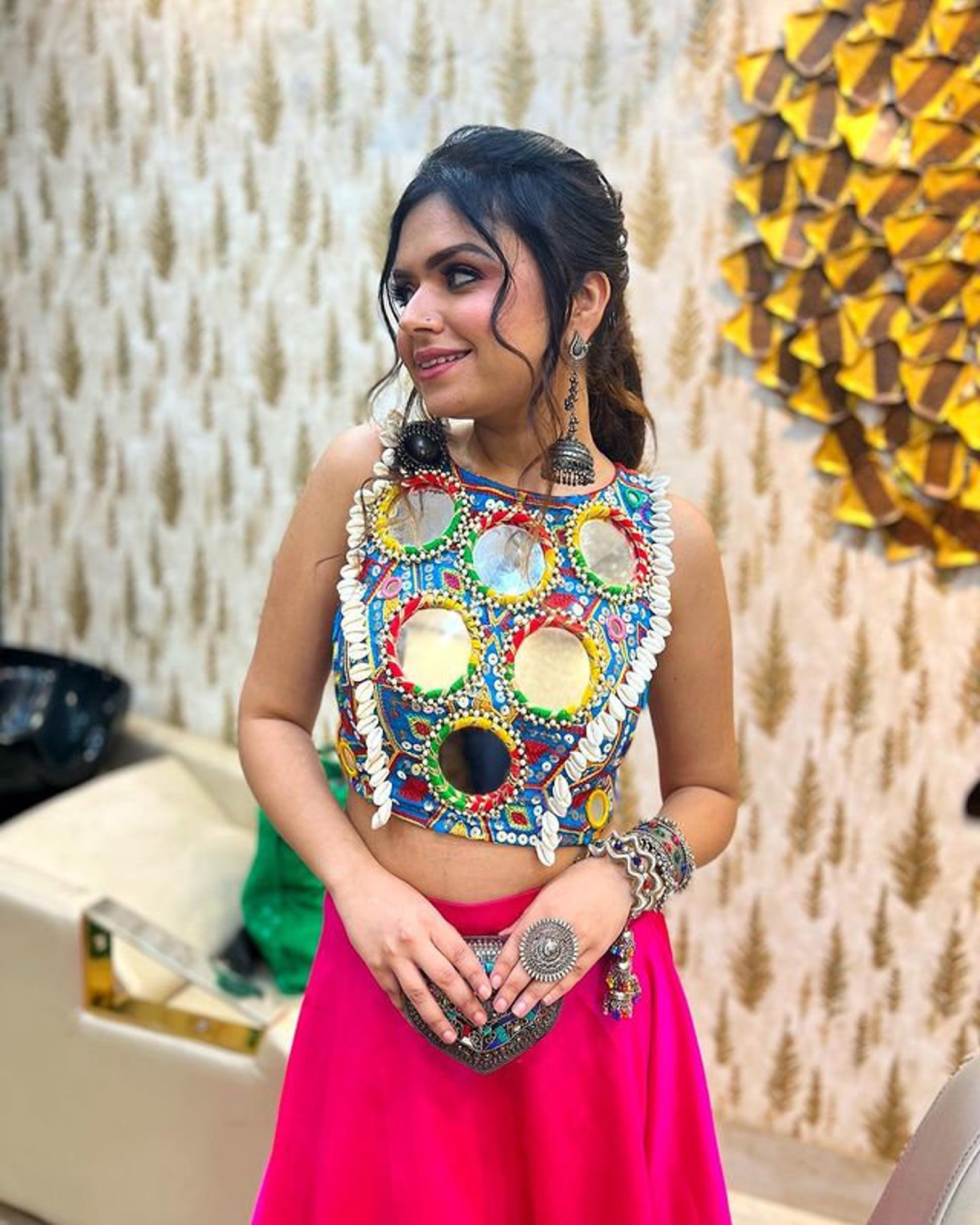 Buy Kodi Mirror Work Blouse Gujrati Style Dress Garba Dressdress for ...