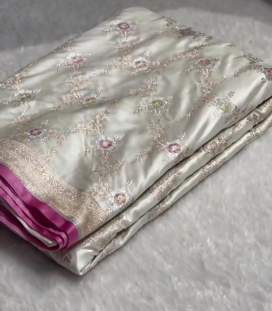 Indian Traditional Exclusive Pure Katan Silk White Minakari Sona Rupa Zari Banarasi |saree for ...