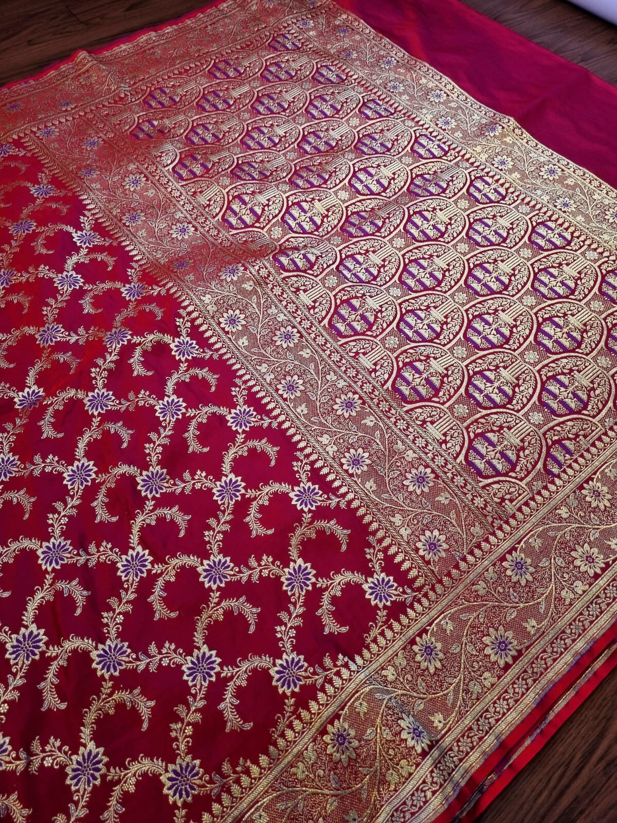 Pure Katan Silk Banarasi Saree With Triple Minakari | Indian Saree ...