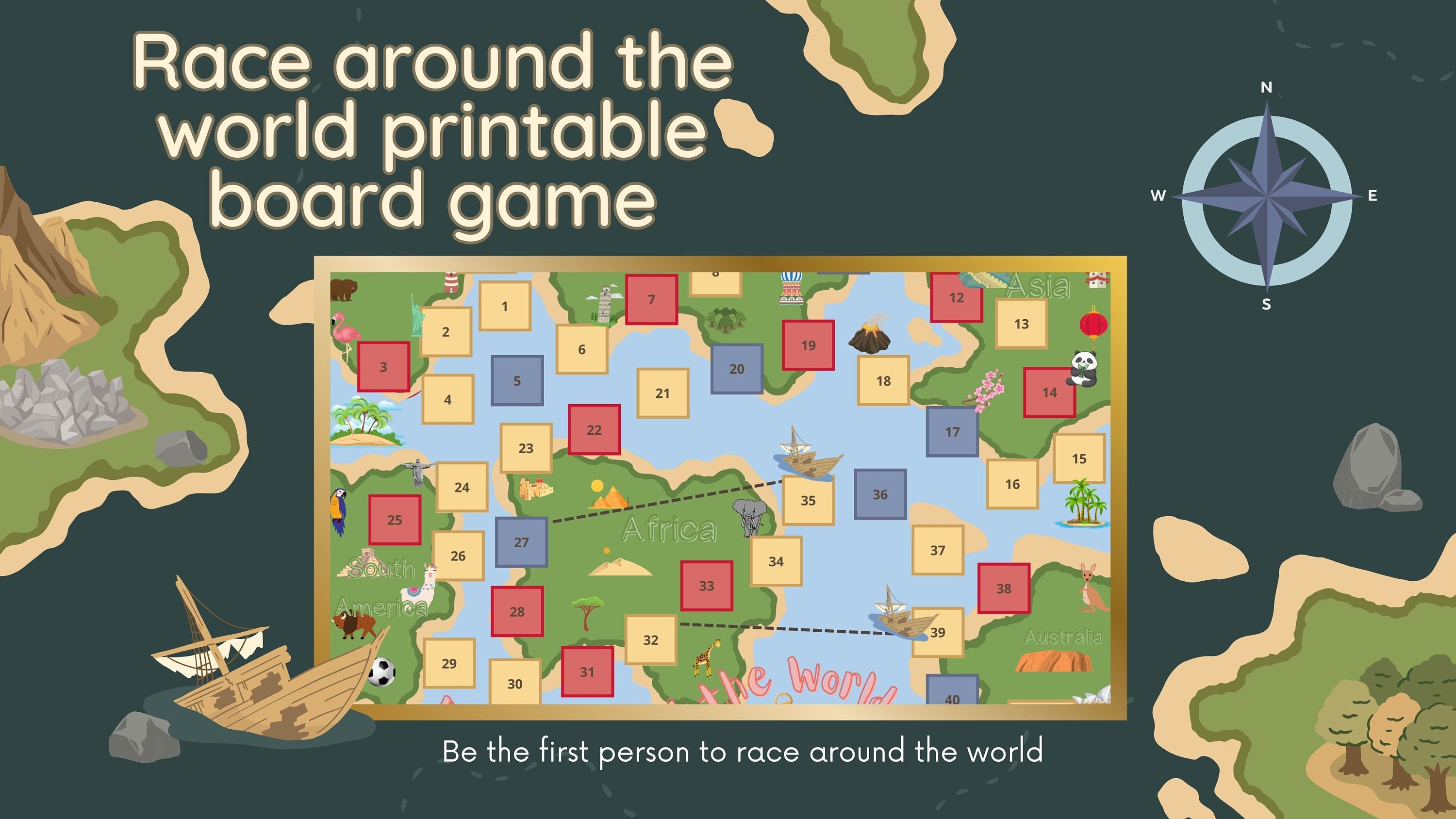 Printable Board Game Fun Geography - Etsy