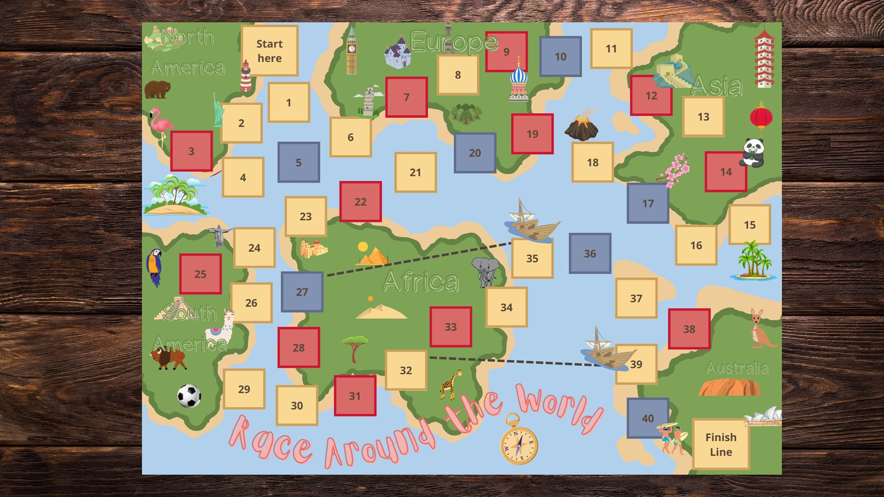 Printable Board Game Fun Geography - Etsy