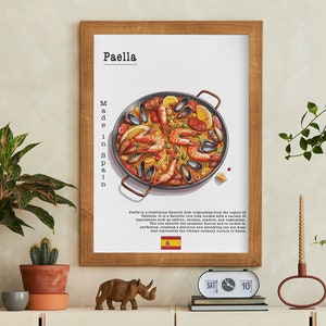 Paella Spanish Food Poster, Spanish National Dish Art Print, European ...