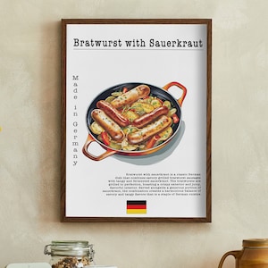 Bratwurst With Sauerkraut German Food Poster, German National Dish Art ...