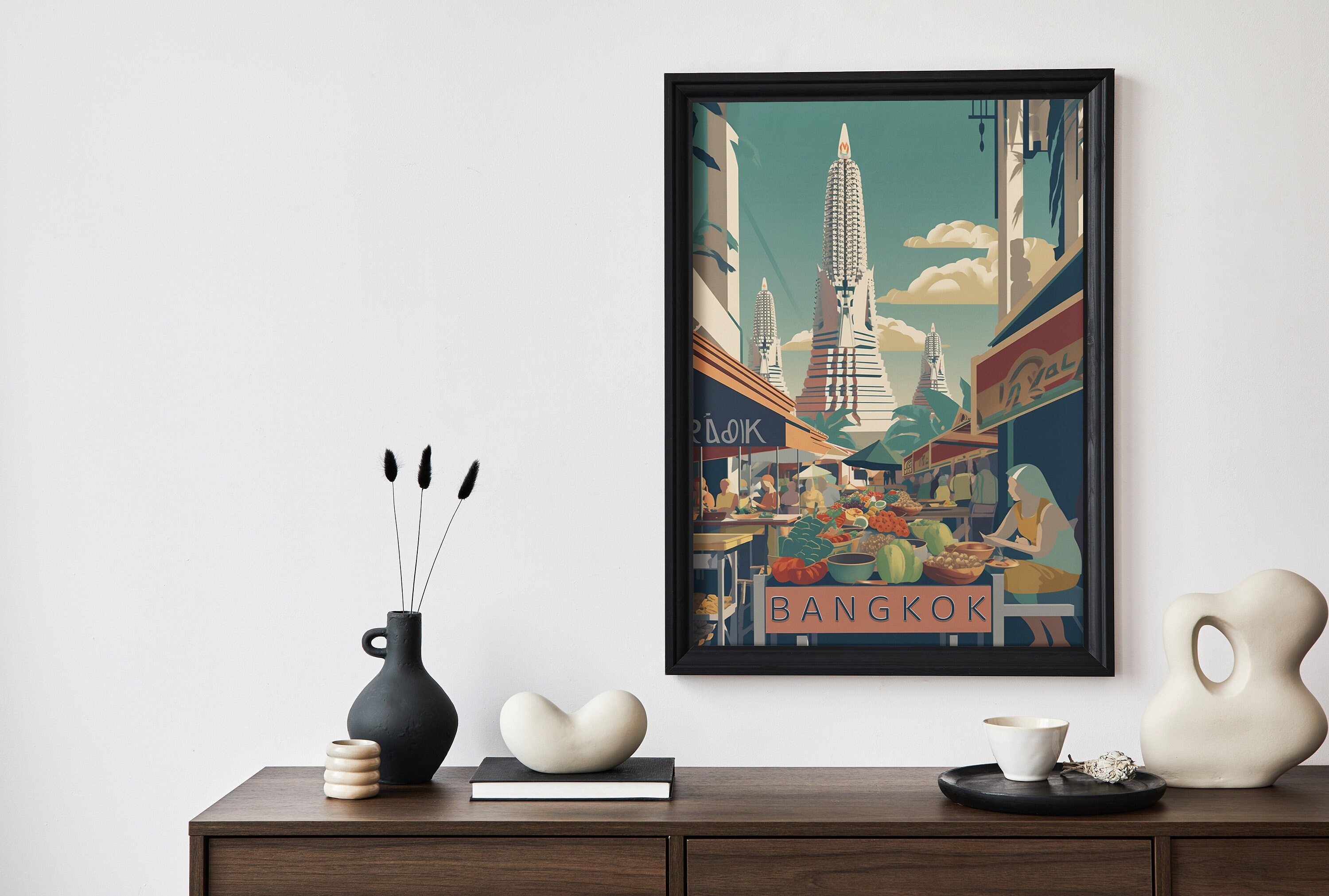Retro Art Deco Travel Poster Bangkok Thailand Digital Artwork | Print ...