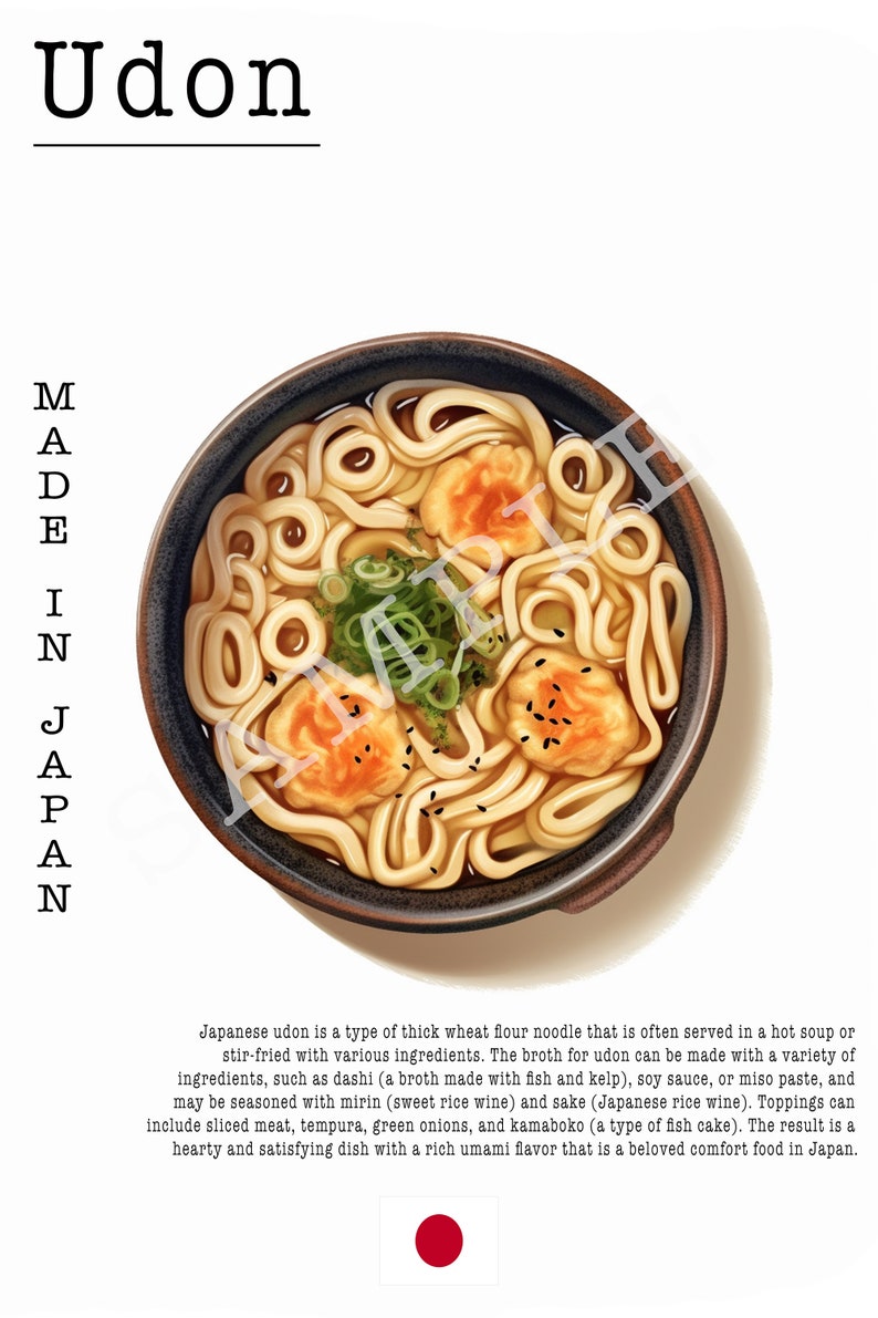 Japanese Udon Japan National Dish Poster Digital Artwork Print at Home ...