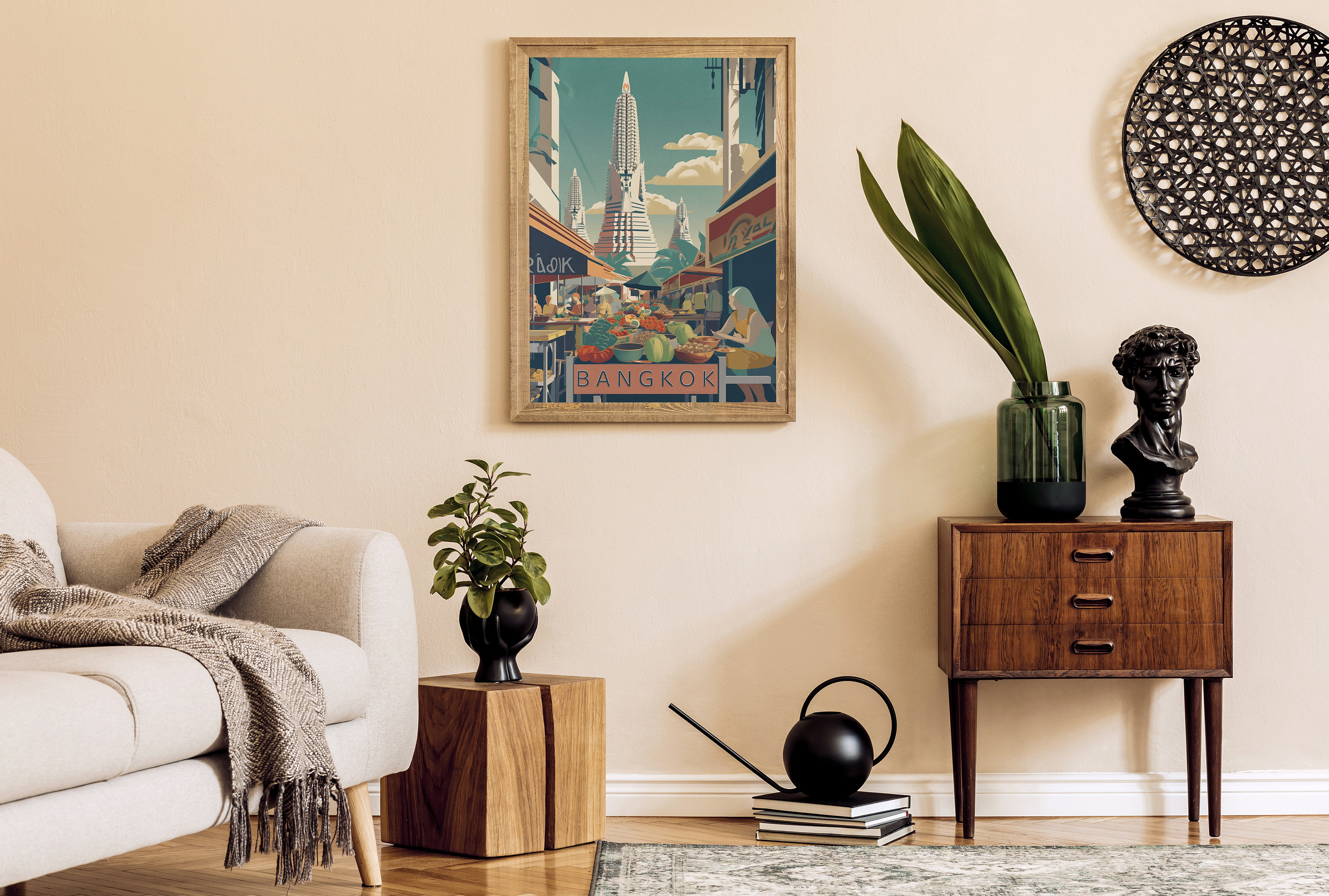 Retro Art Deco Travel Poster Bangkok Thailand Digital Artwork Print at ...