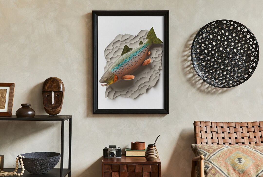 Rainbow Trout Paper Art Print Digital Artwork | Print at Home | Wall ...