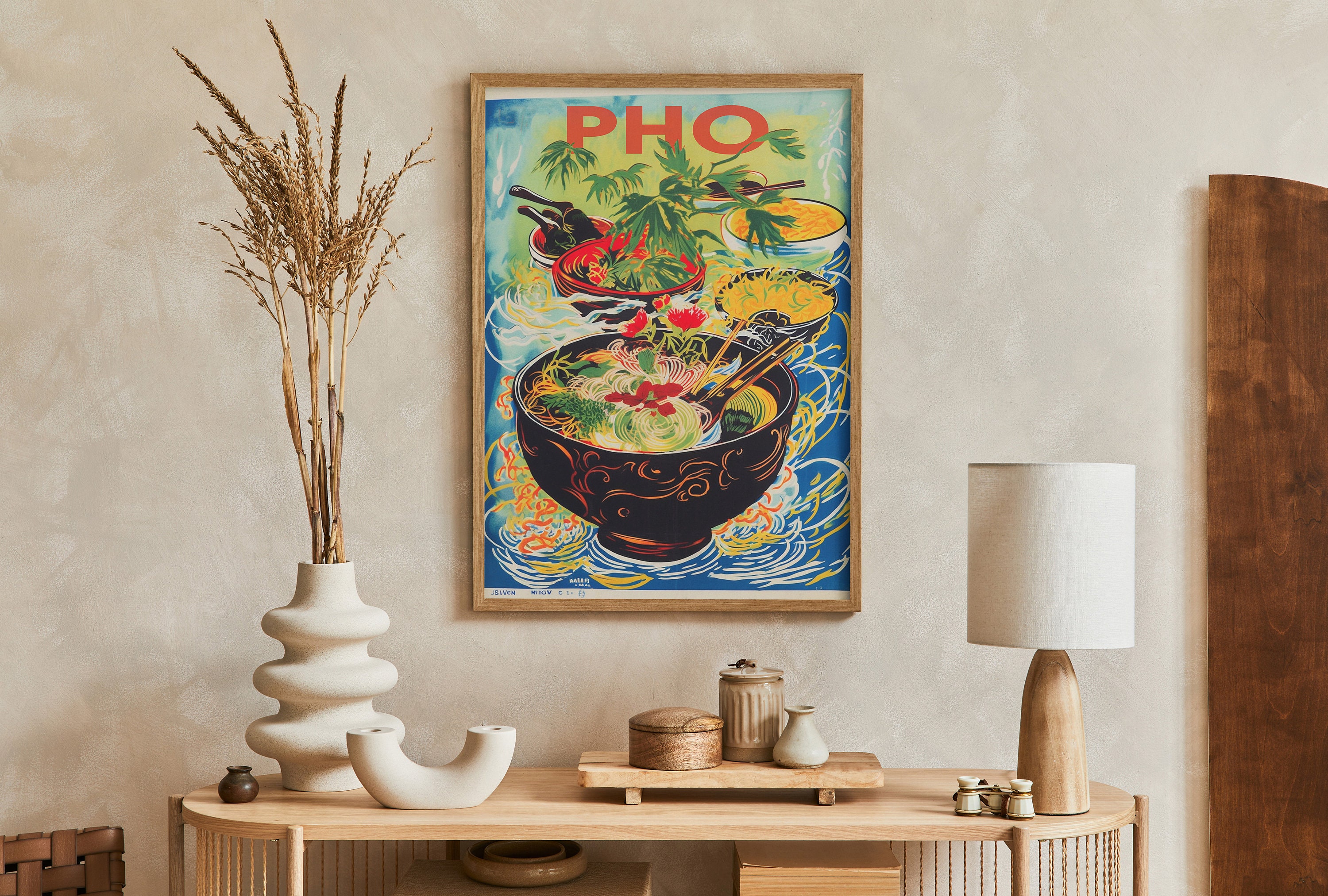 Vintage Style Vietnamese Pho Poster Digital Artwork Print at Home Wall ...