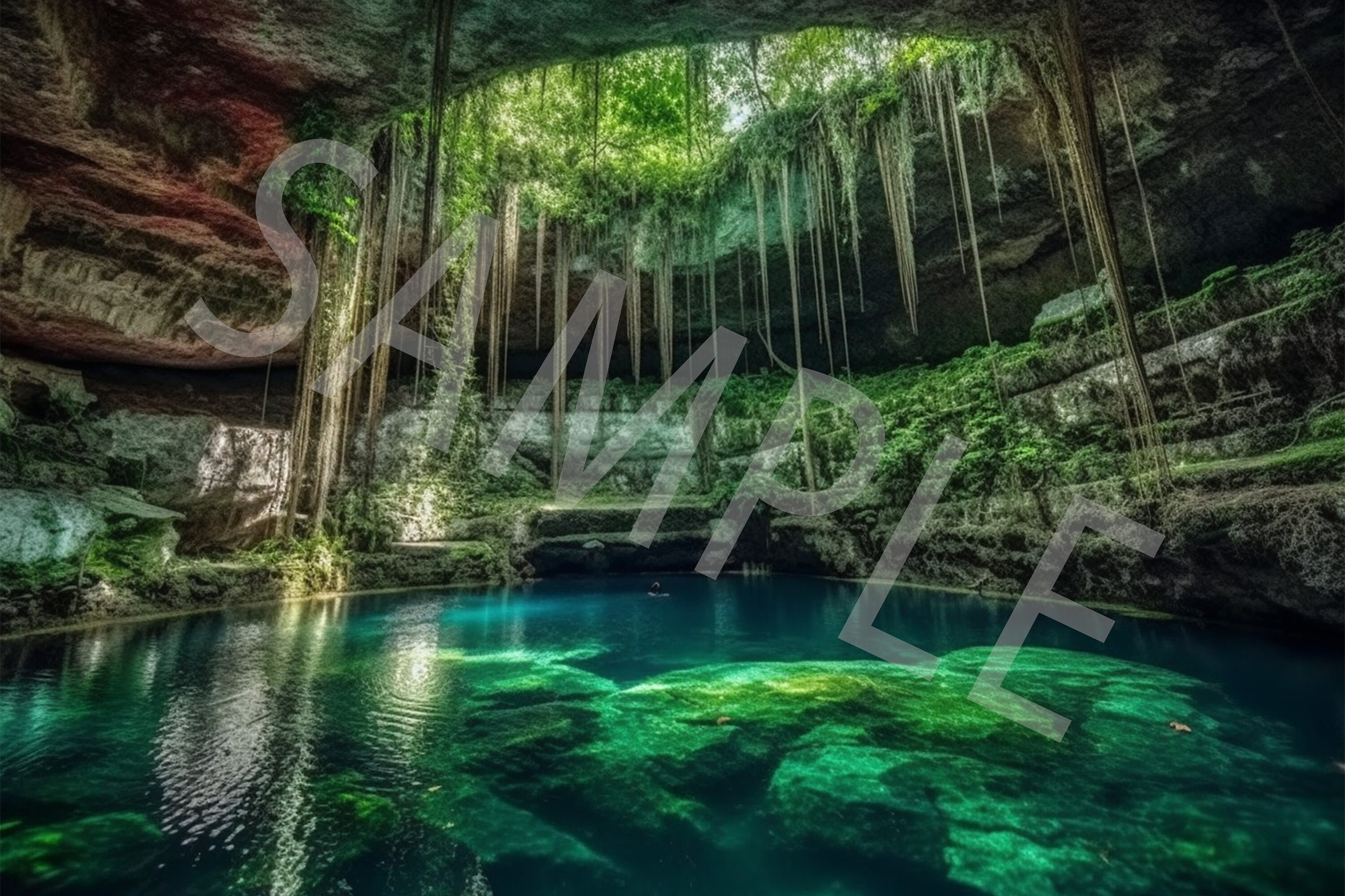 Mexican Cenote Print Swimming Hole Mexico Travel Poster | Print at Home ...