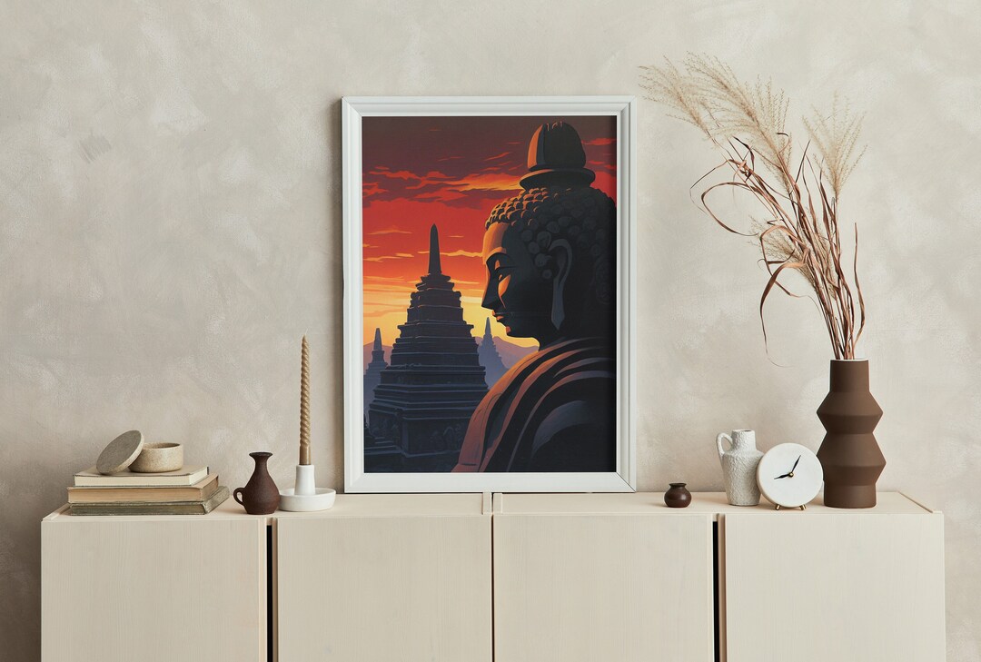 Borobudur Painting Indonesian World Heritage Site Artwork | Print at ...