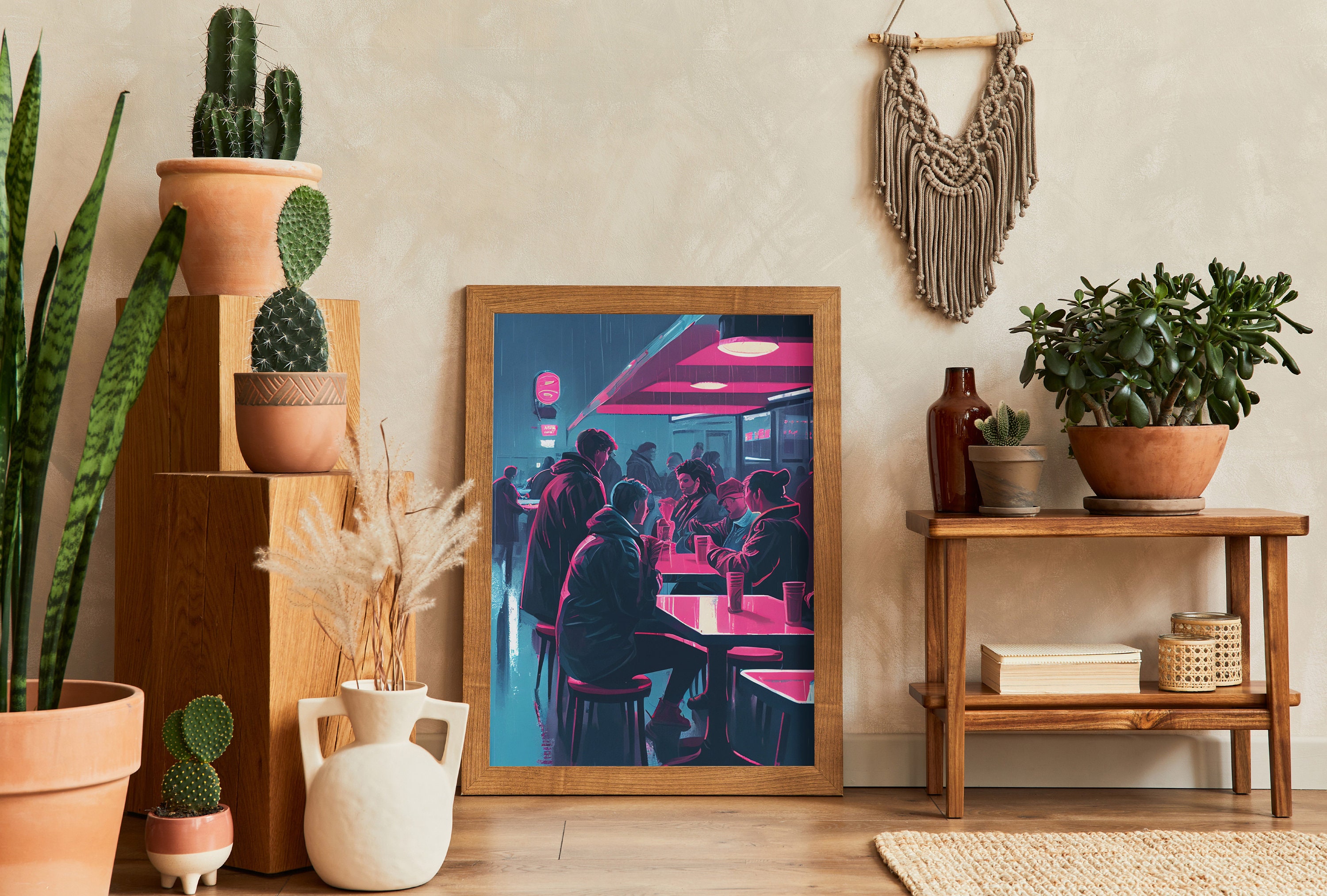 Colorful Vibes Neon Diner Poster Digital Artwork | Print at Home | Wall ...