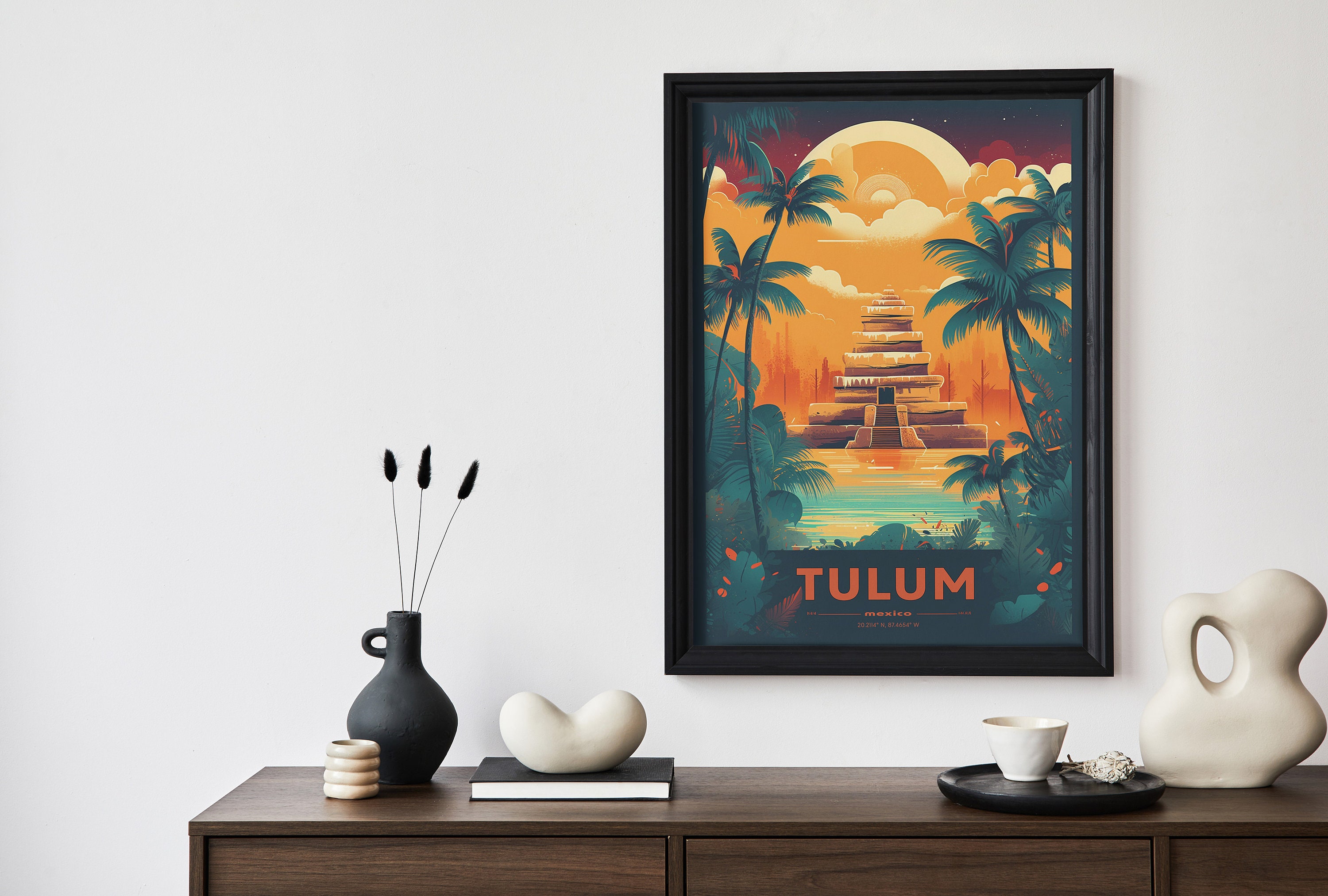 Tulum Mexico Retro Travel Poster Digital Artwork | Print at Home | Wall ...
