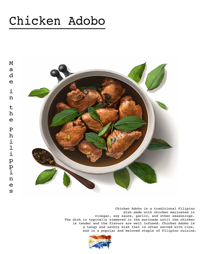 Philippines Chicken Adobo National Dish Poster Digital Artwork Print at ...