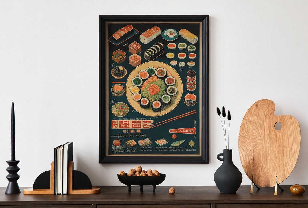 Vintage Style Japanese Sushi Poster Digital Artwork | Print at Home ...