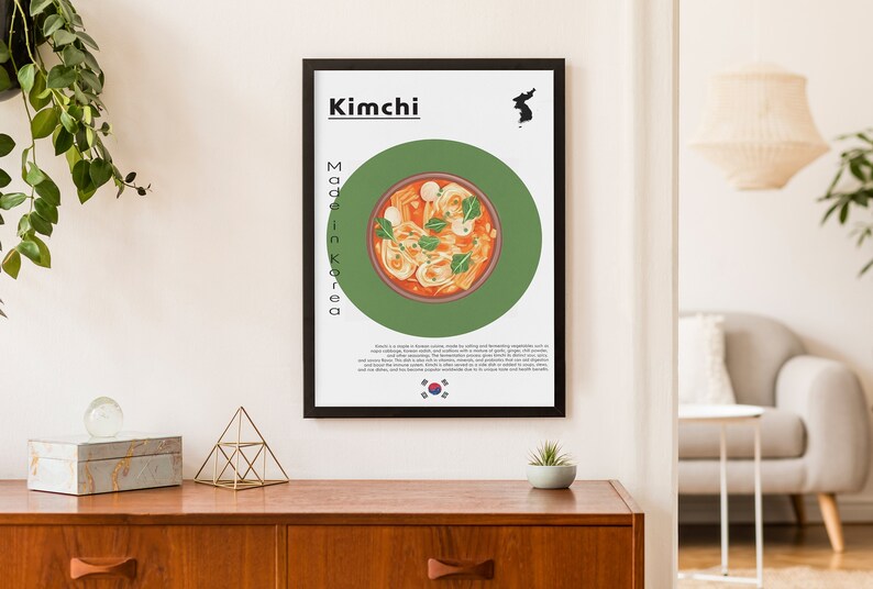 Korean Kimchi National Dish Poster Digital Artwork Print at Home Wall ...