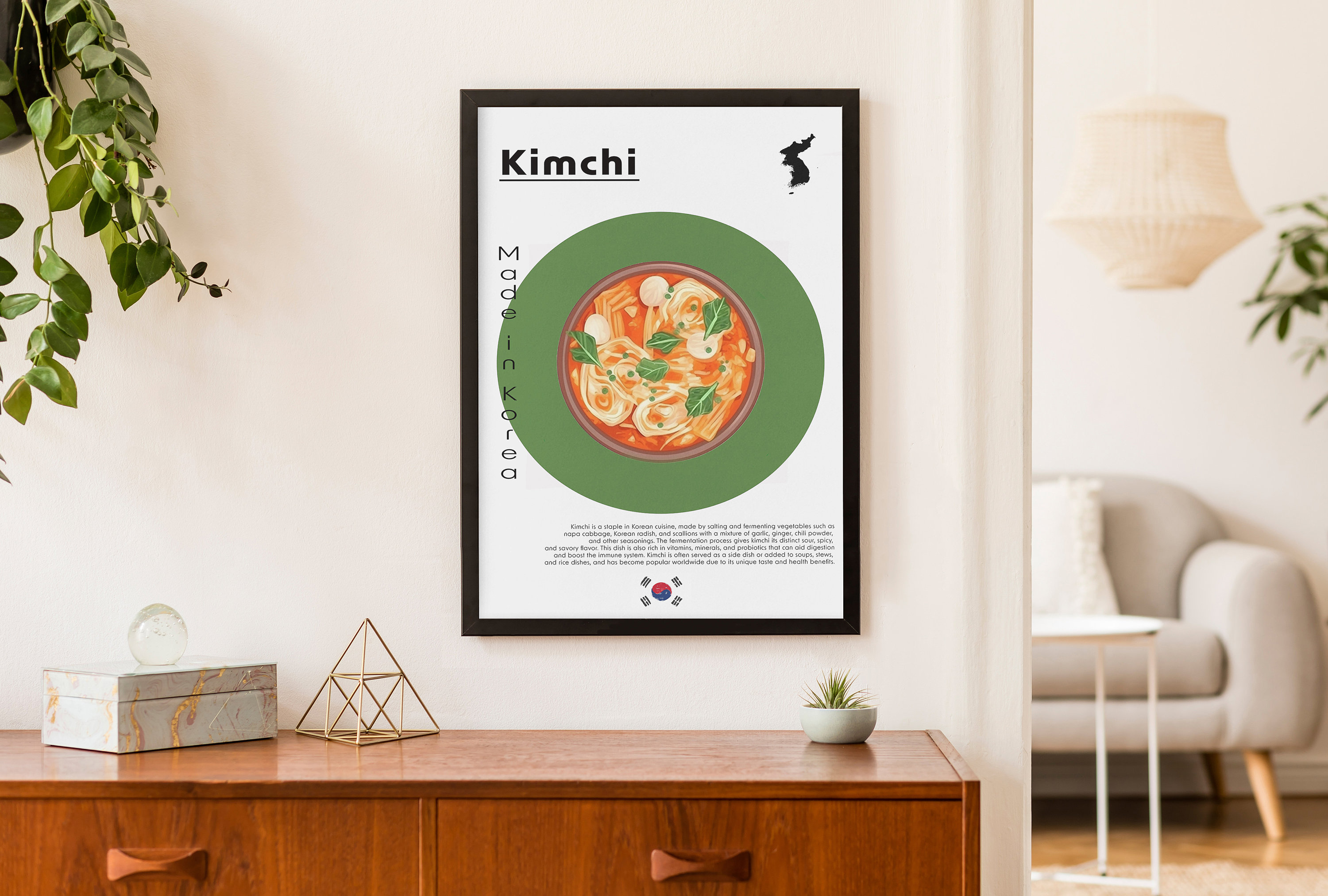 Korean Kimchi National Dish Poster Digital Artwork Print at Home Wall ...