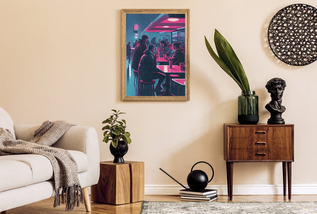Colorful Vibes Neon Diner Poster Digital Artwork | Print at Home | Wall ...