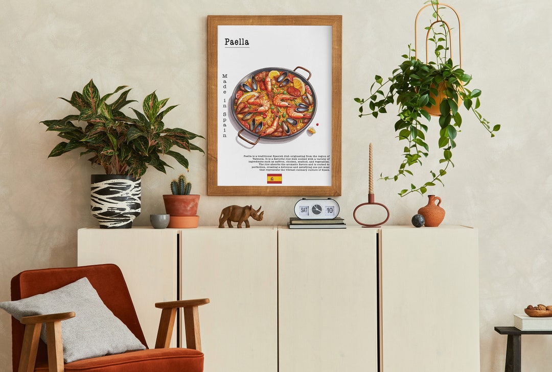 Paella Spanish Food Poster, Spanish National Dish Art Print, European ...