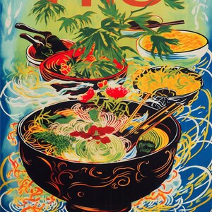 Vintage Style Vietnamese Pho Poster Digital Artwork | Print at Home ...