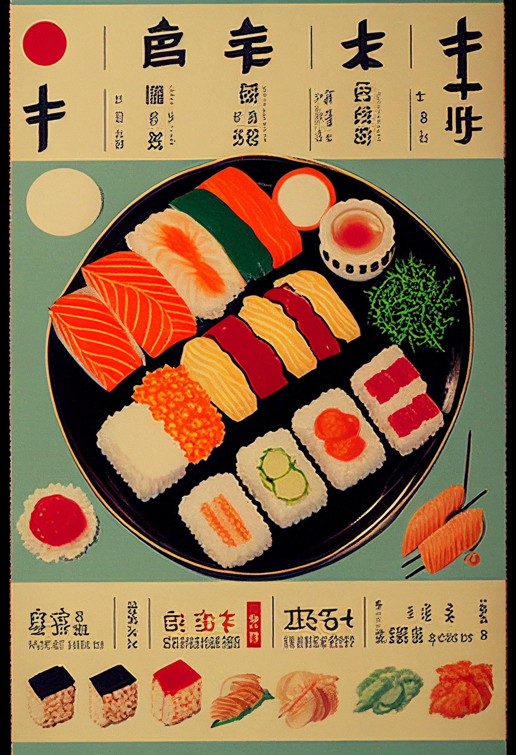 Vintage Style Japanese Sushi Poster Digital Artwork Print at - Etsy
