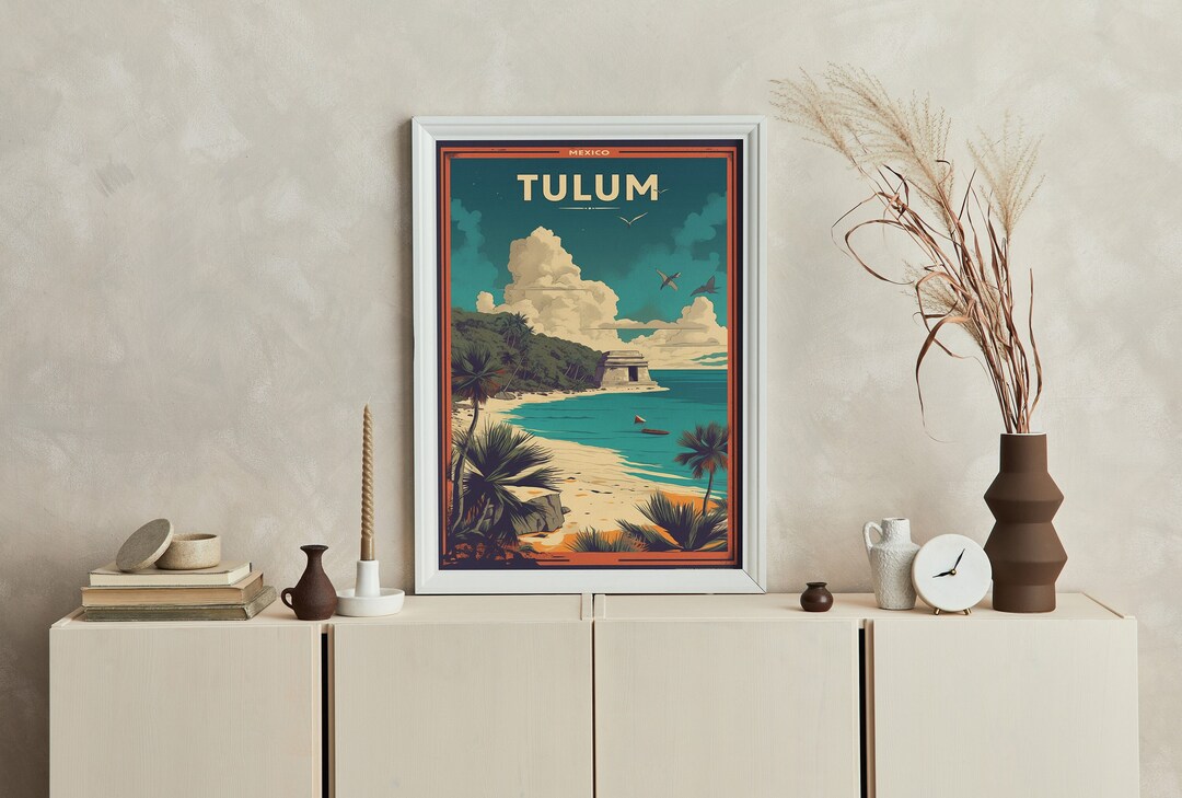 Tulum Mexico Retro Travel Poster Digital Artwork | Print at Home | Wall ...