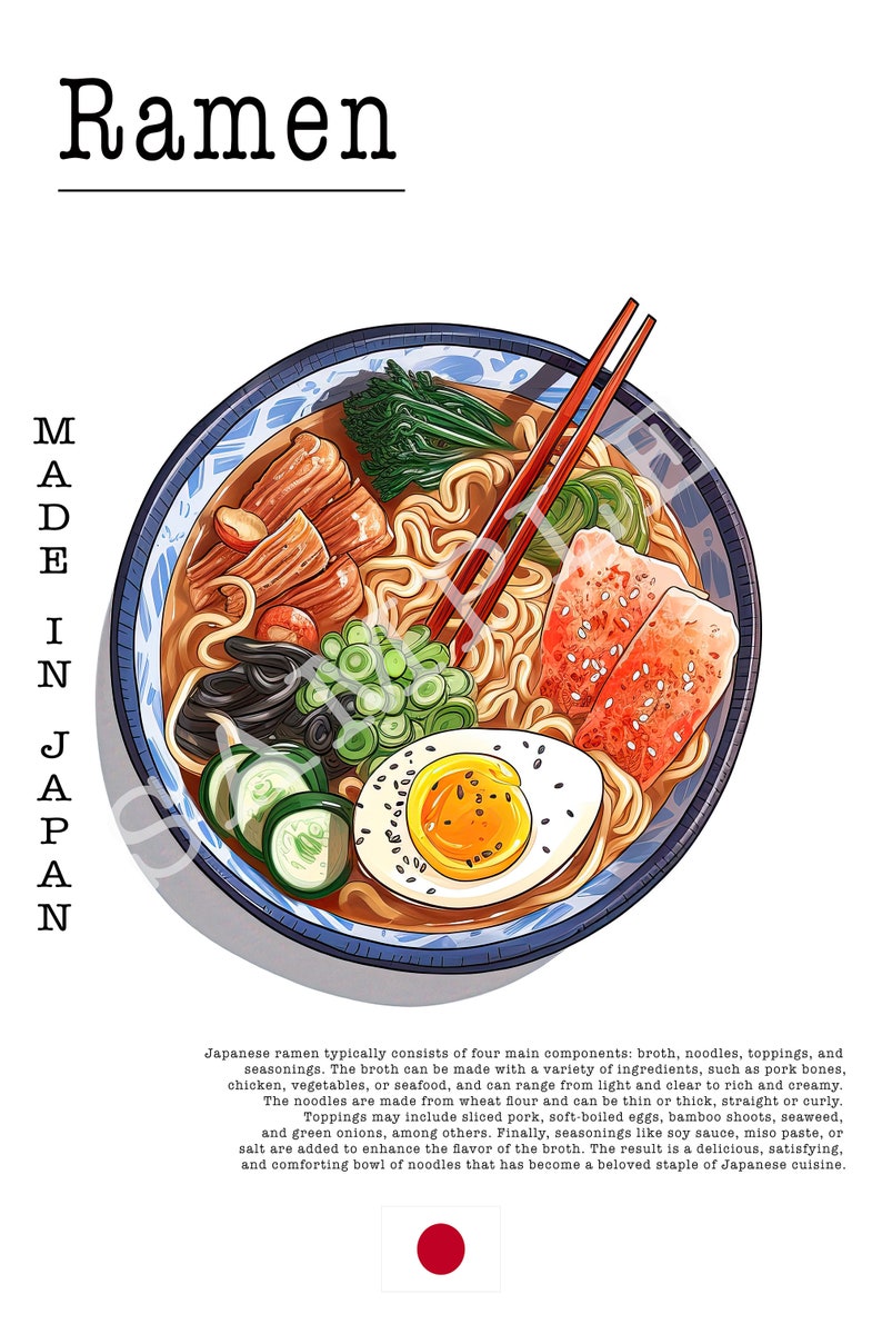 Japanese Ramen Japan National Dish Poster Digital Artwork - Etsy