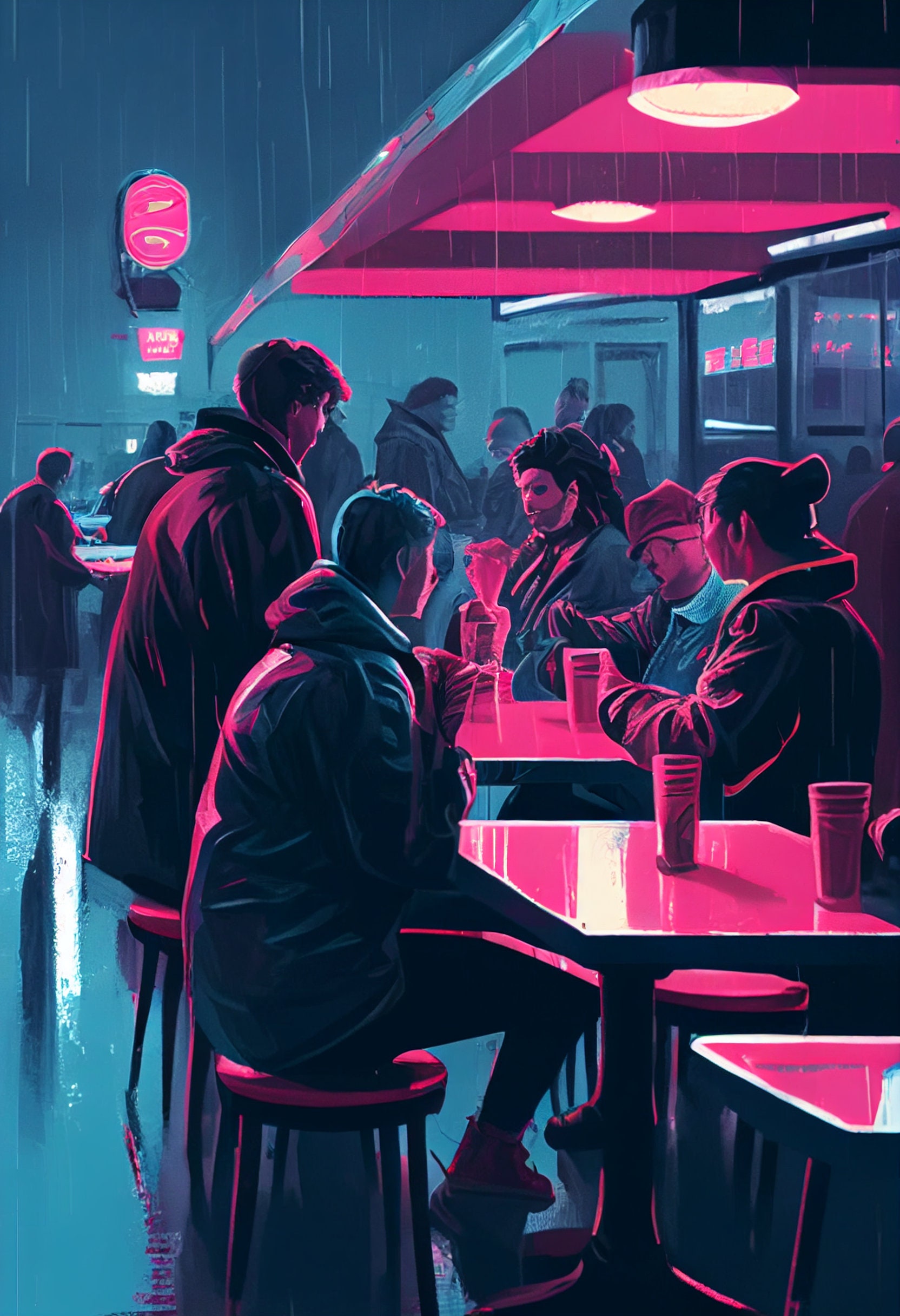 Colorful Vibes Neon Diner Poster Digital Artwork | Print at Home | Wall ...