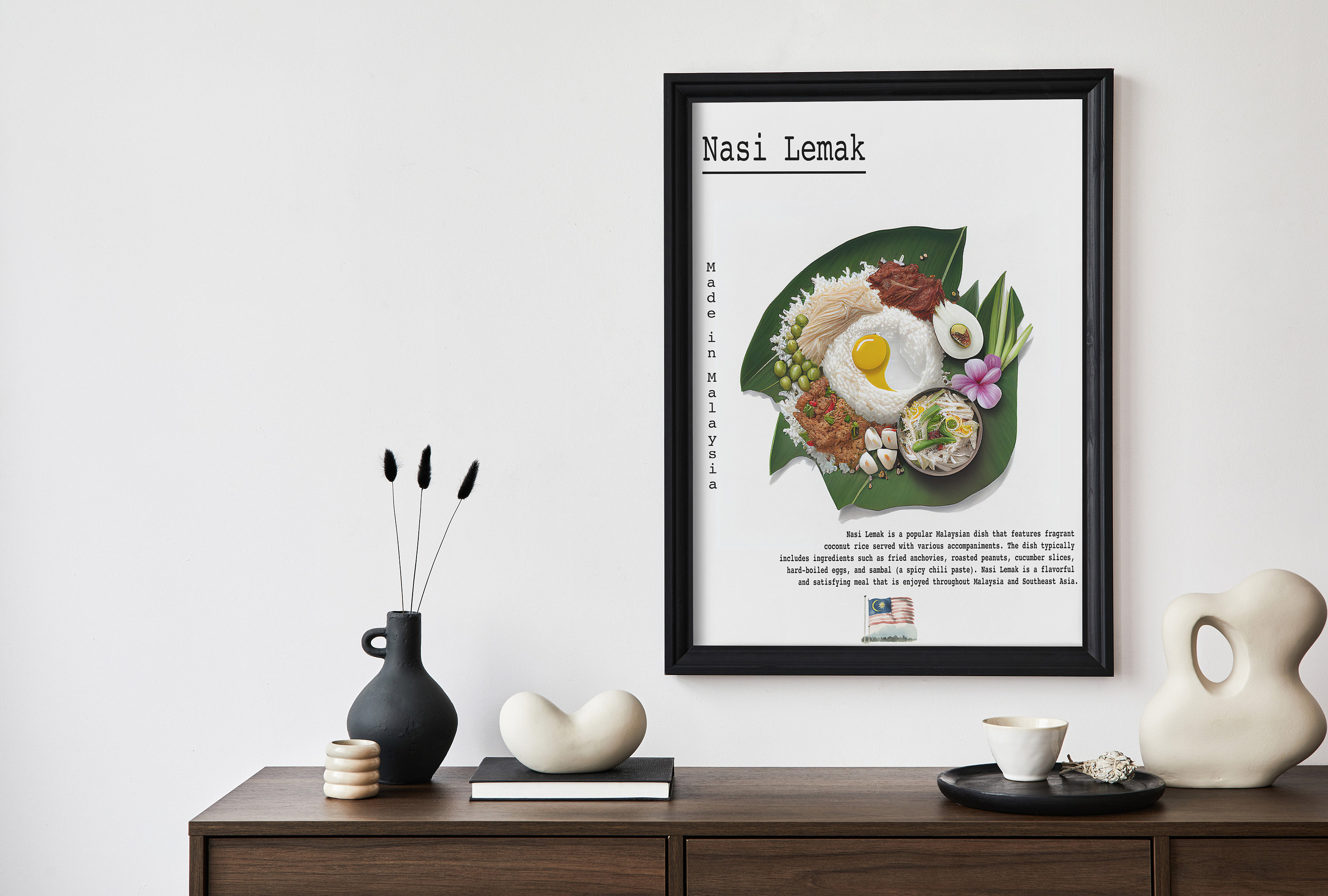 Nasi Lemak Malaysian Food Poster, Malaysia Nasi National Dish Art Print ...