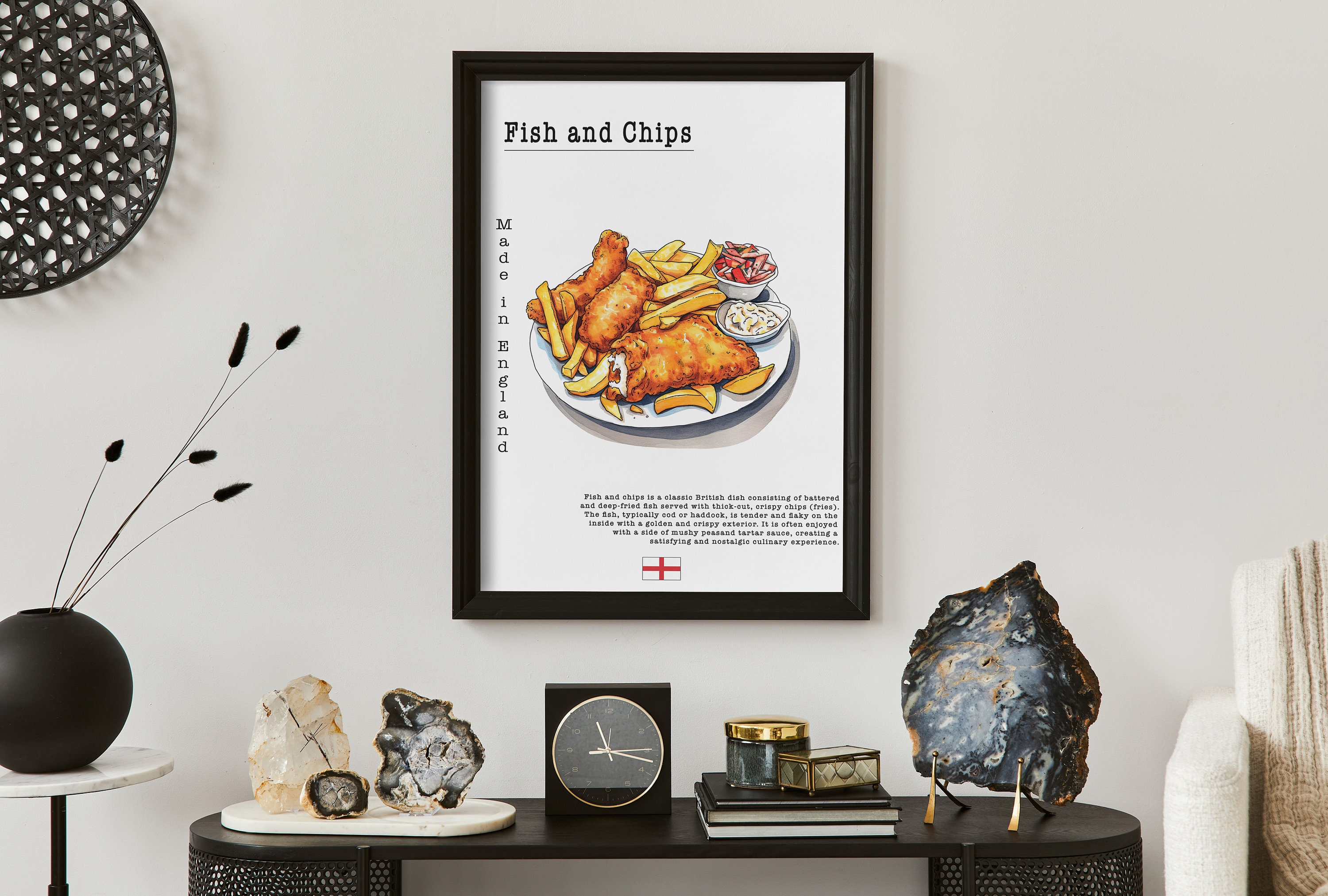 Fish and Chips English Food Poster, England National Dish Art Print ...