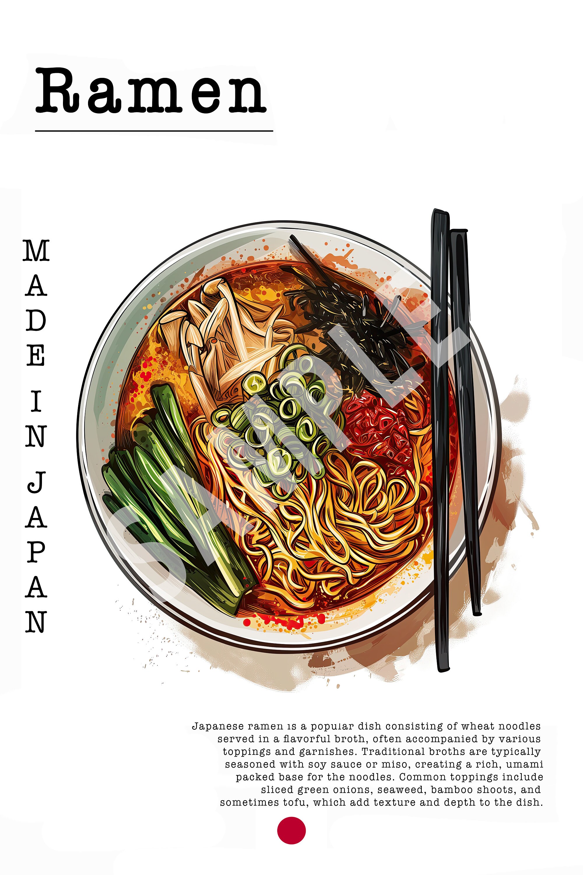Japanese Vegan Ramen Japan National Dish Print Digital Artwork | Print ...