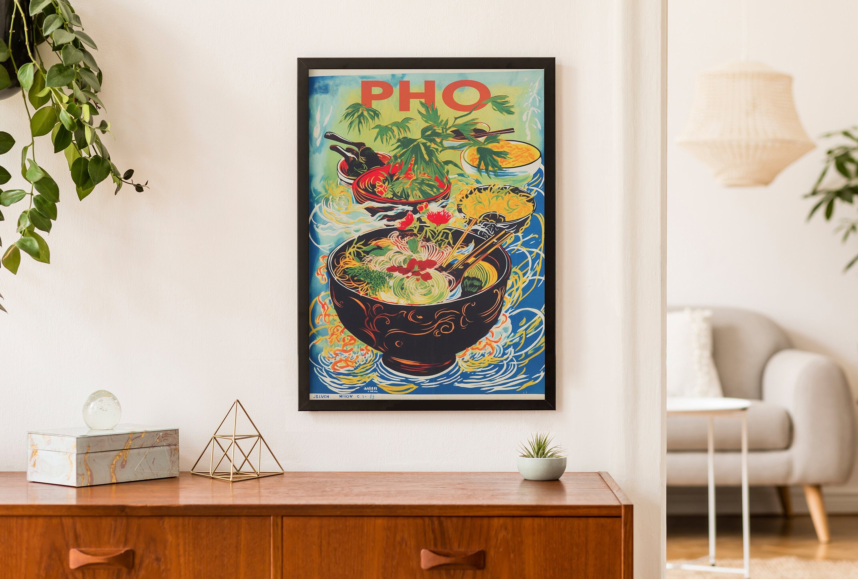 Vintage Style Vietnamese Pho Poster Digital Artwork Print at Home Wall ...