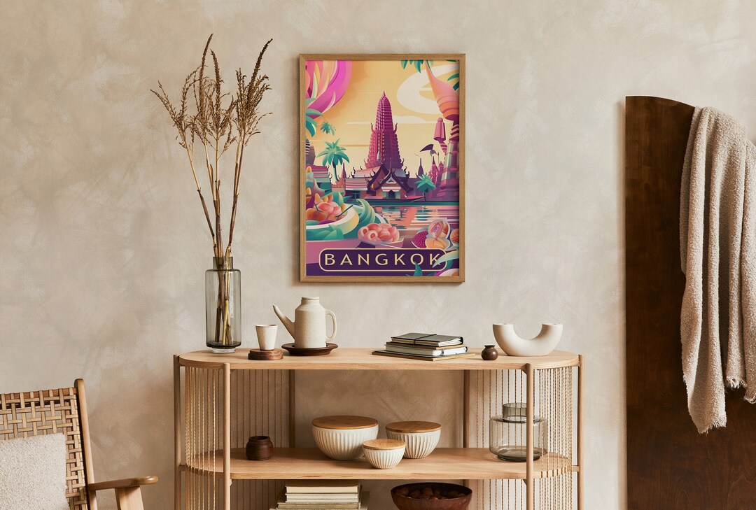 Retro Art Deco Travel Poster Bangkok Thailand Digital Artwork | Print ...
