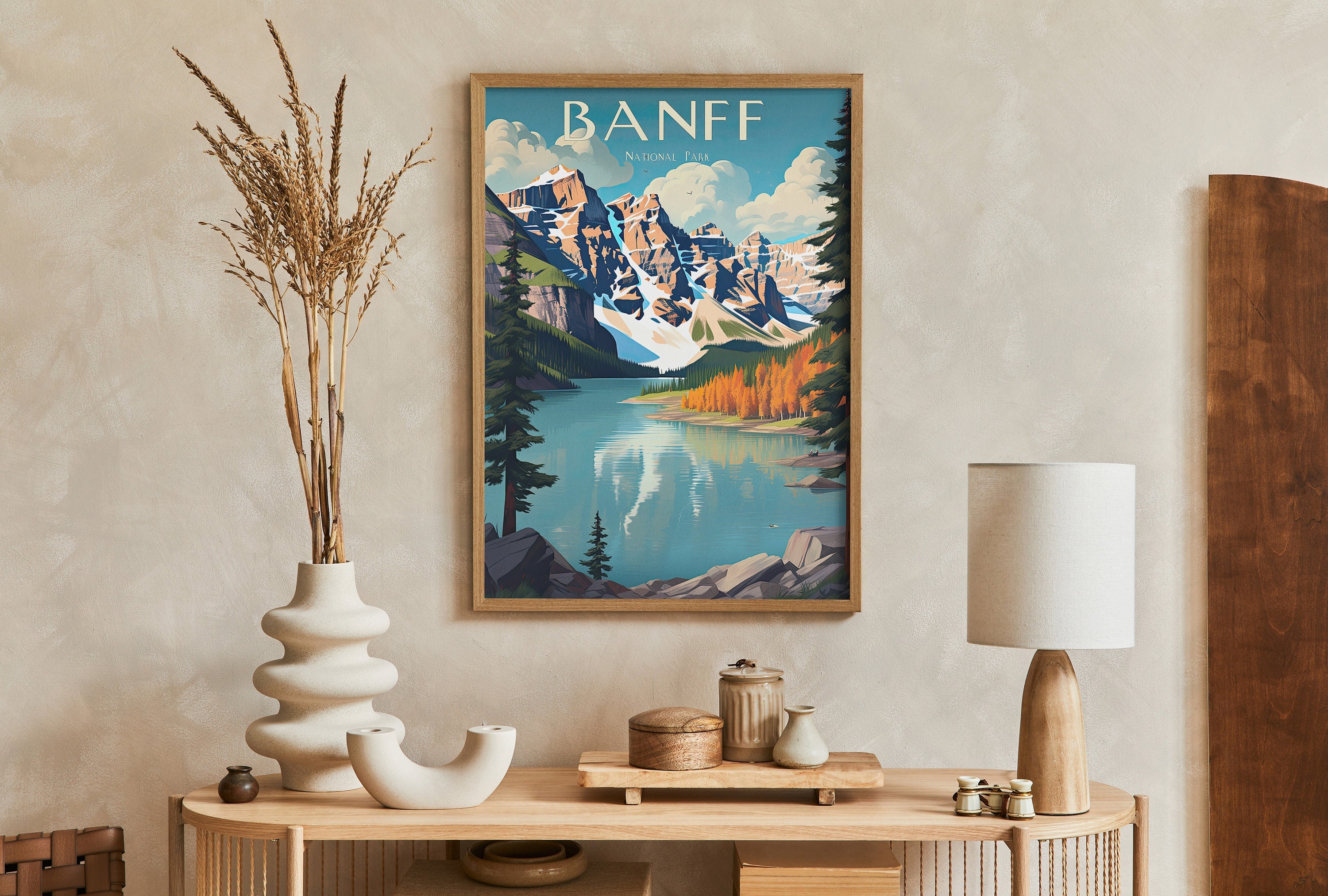 Banff National Park Retro Canada Outdoors Travel Poster Print at Home ...