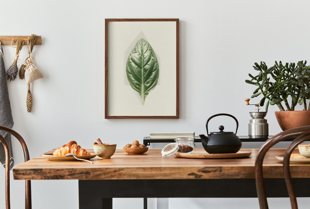 Basil Leaf Herb Poster Oil Painting Digital Artwork | Print at Home ...