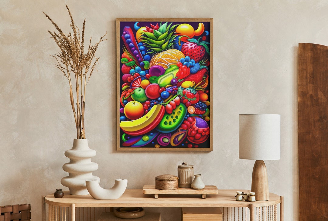 Psychedelic Abstract Fruit Poster Print Digital Artwork | Print at Home ...