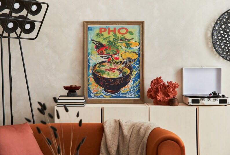 Vintage Style Vietnamese Pho Poster Digital Artwork Print at Home Wall ...