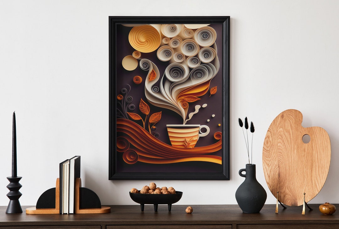 Paper Quill Coffee Cups Paper Art Print Digital Artwork | Print at Home ...