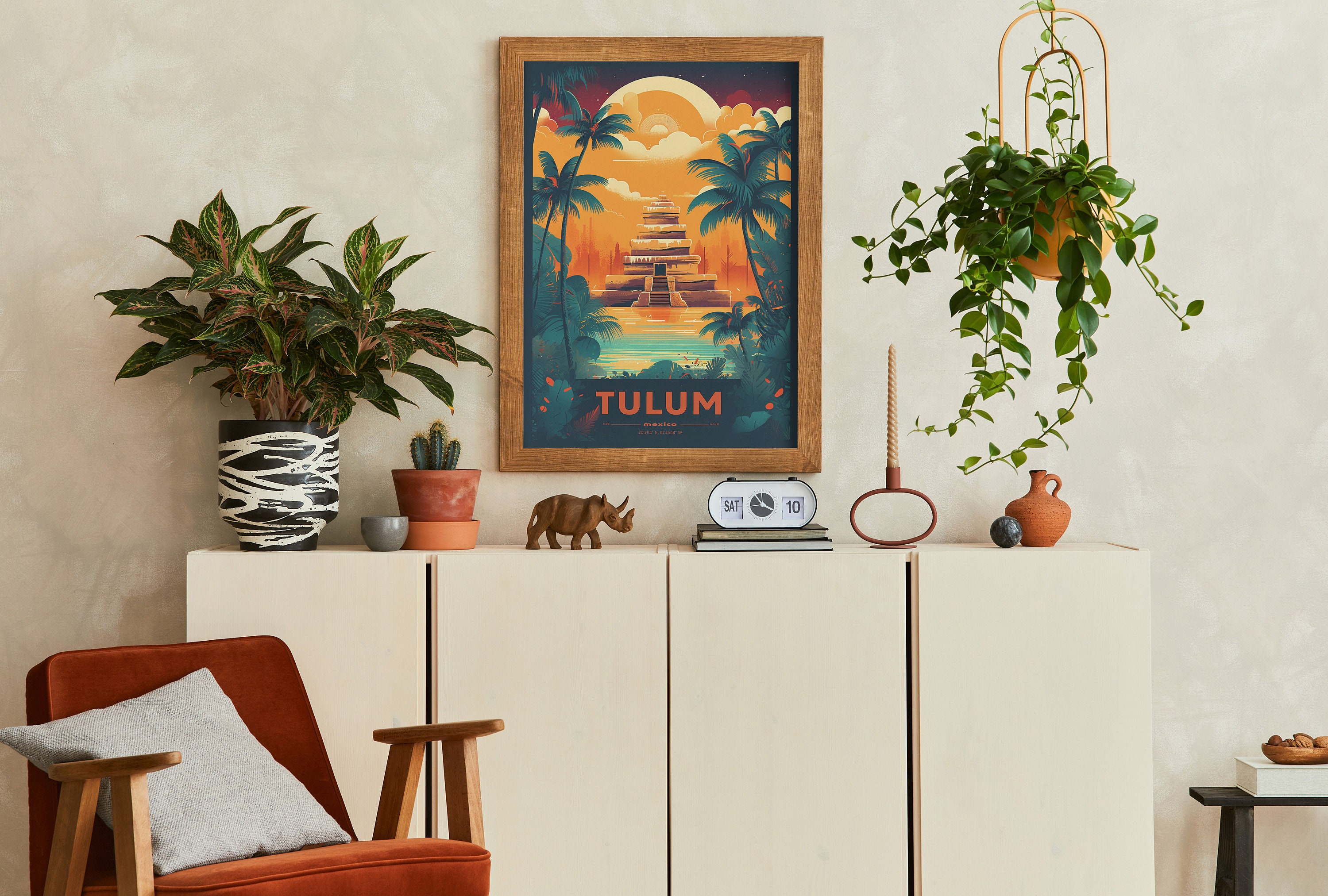 Tulum Mexico Retro Travel Poster Digital Artwork | Print at Home | Wall ...