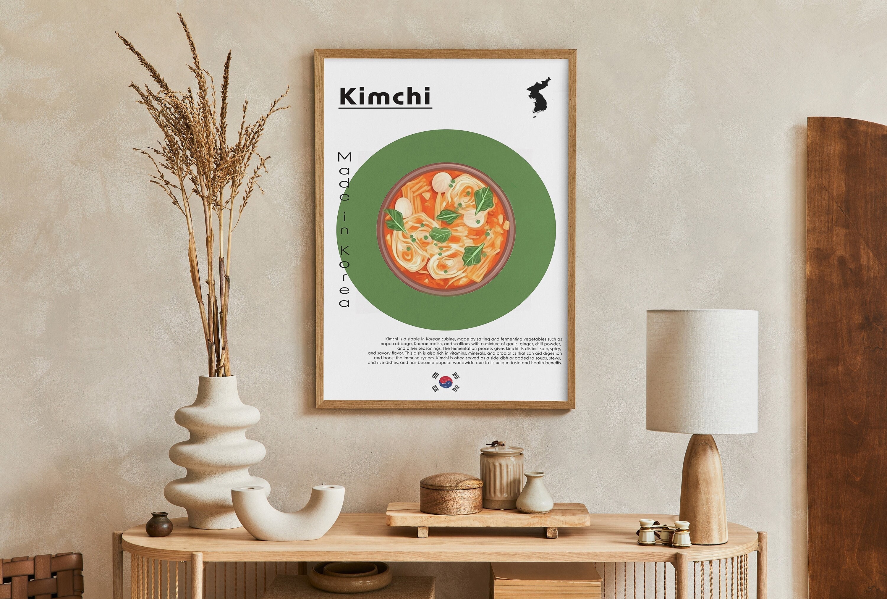 Korean Kimchi National Dish Poster Digital Artwork Print at Home Wall ...