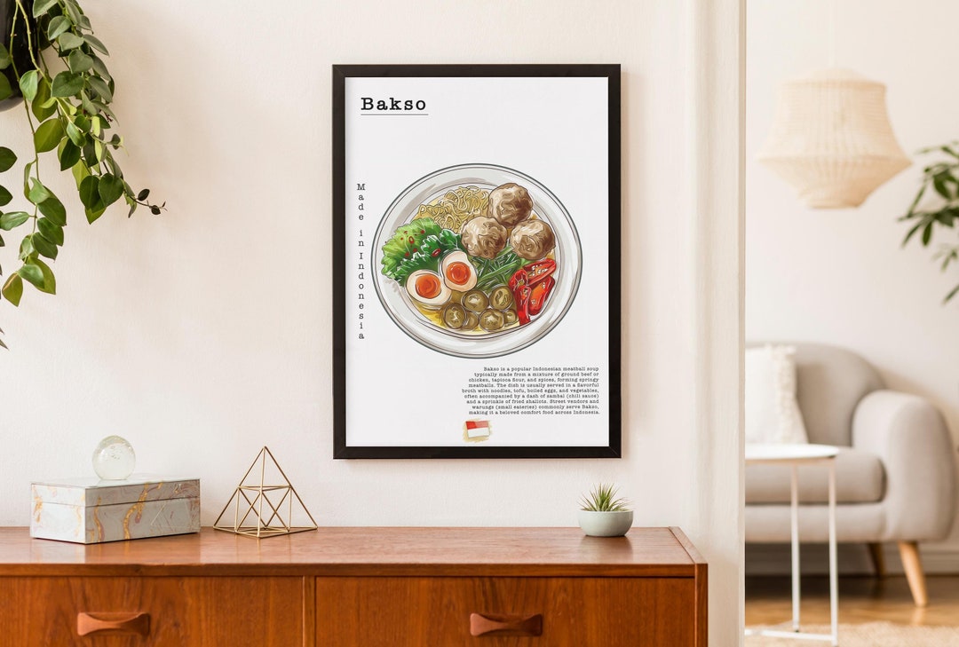 Indonesia Bakso National Dish Poster Digital Artwork | Print at Home ...