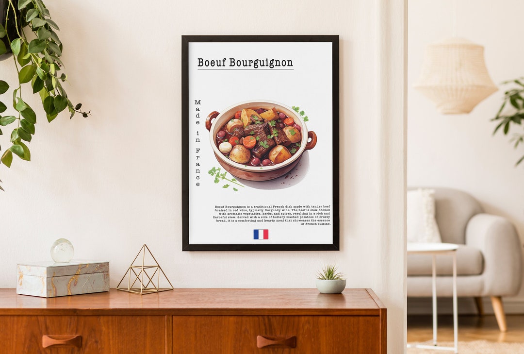 Boeuf Bourguignon French Food Poster, French National Dish Art Print ...