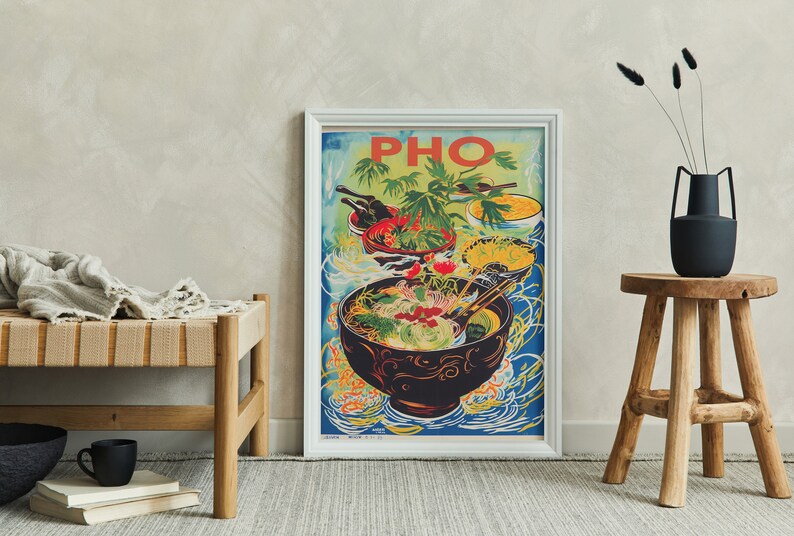 Vintage Style Vietnamese Pho Poster Digital Artwork Print at Home Wall ...