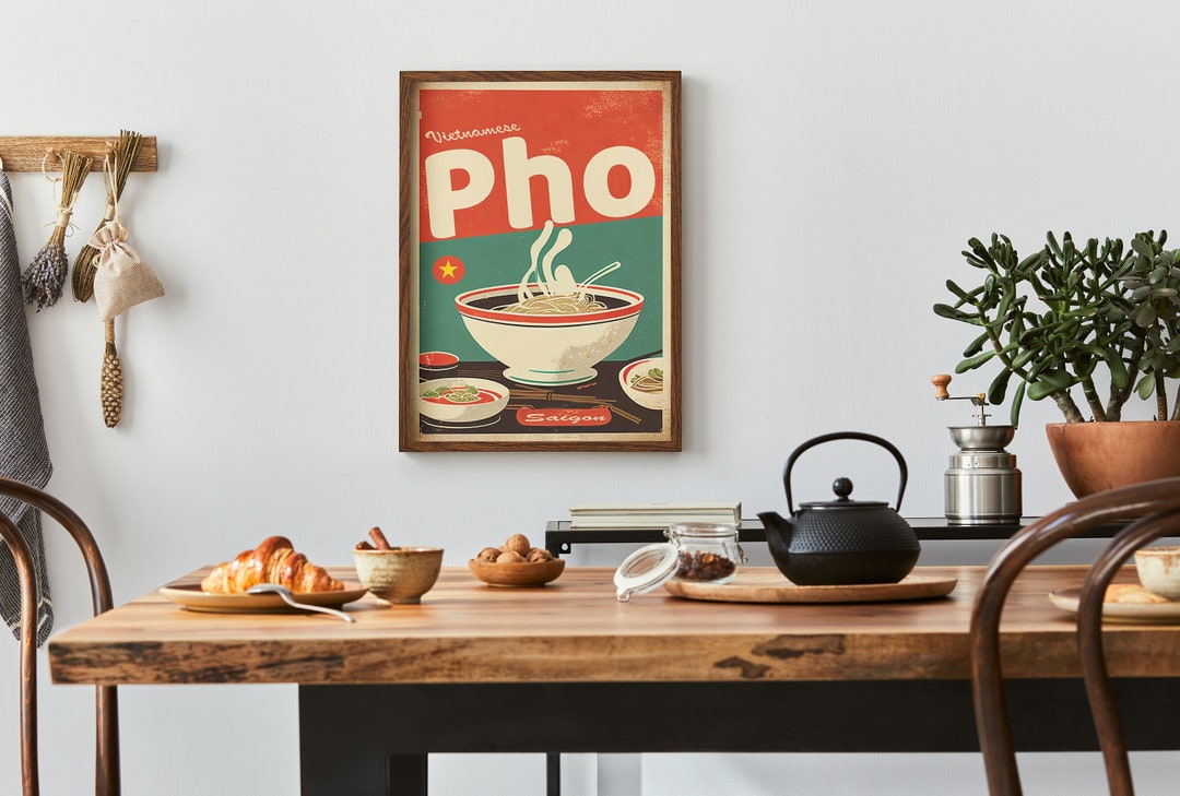 Vintage Style Vietnamese Pho Poster Digital Artwork | Print at Home ...