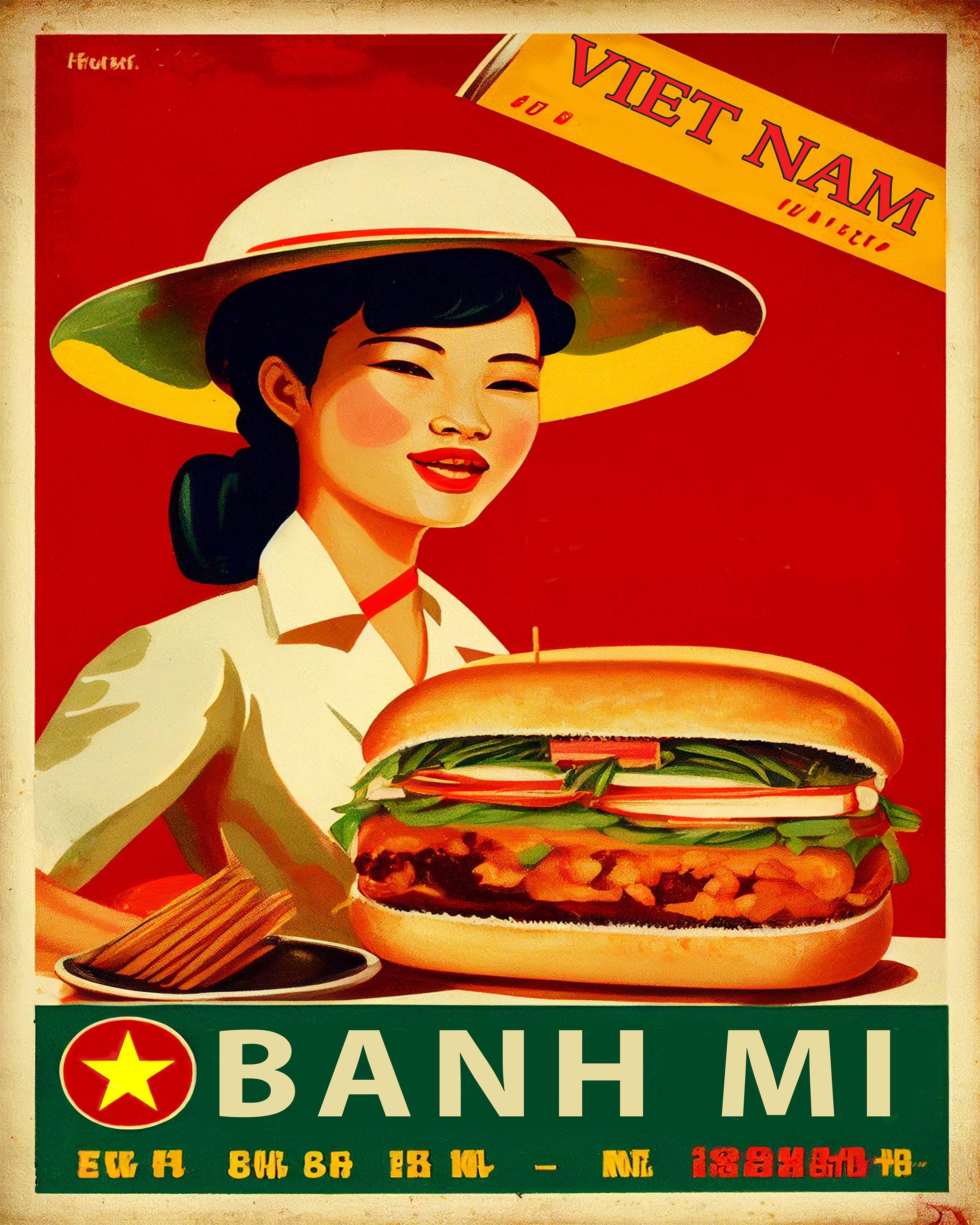 Vietnam Banh Mi Digital Art, Vietnamese Affiche Cuisine Banh Mi Food ...