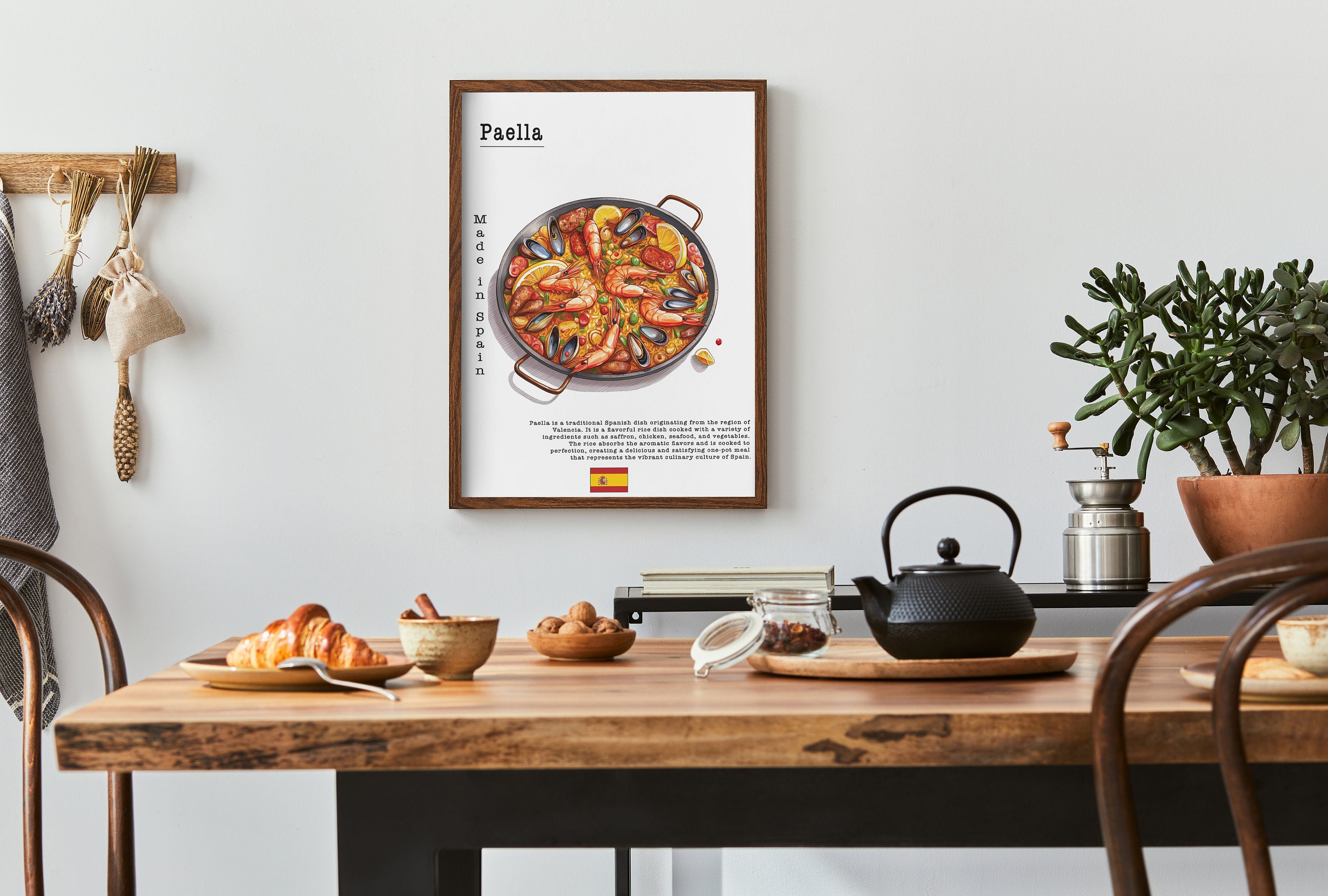 Paella Spanish Food Poster, Spanish National Dish Art Print, European ...