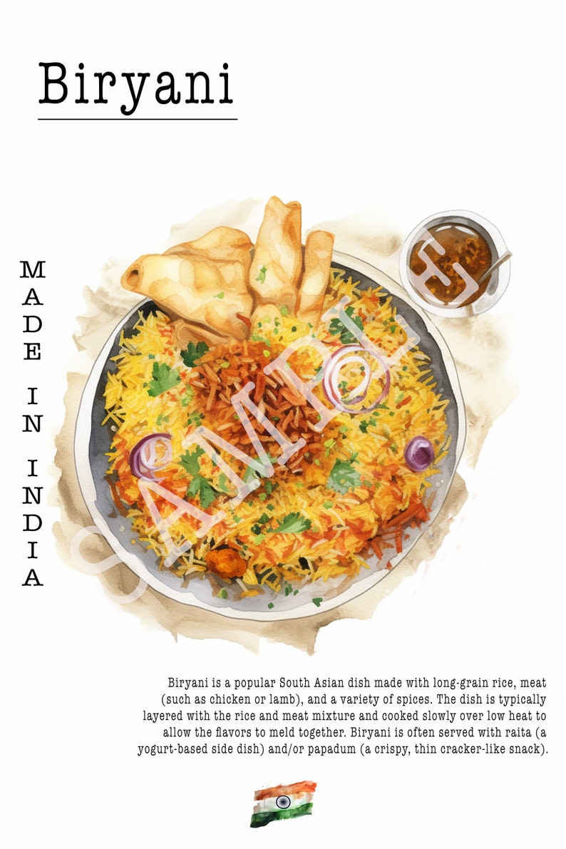 Indian Biryani National Dish Poster Digital Artwork | Print at Home ...