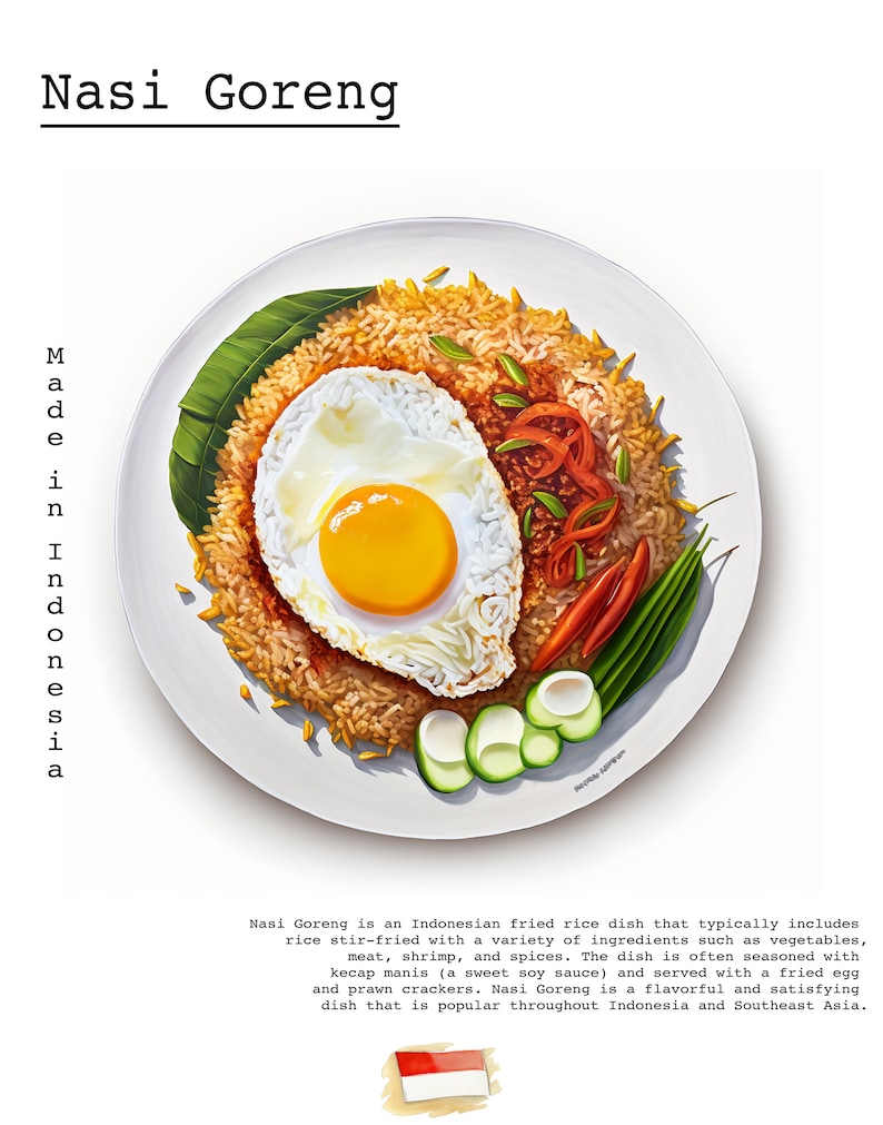 Indonesia Nasi Goreng National Dish Poster Digital Artwork Print at ...