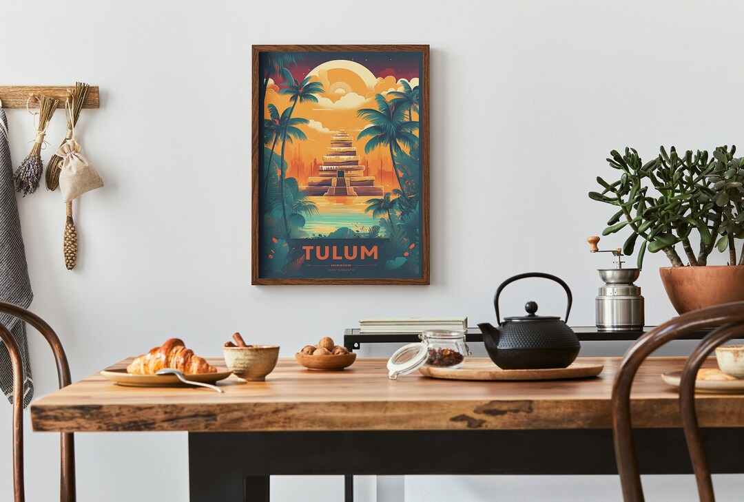 Tulum Mexico Retro Travel Poster Digital Artwork | Print at Home | Wall ...