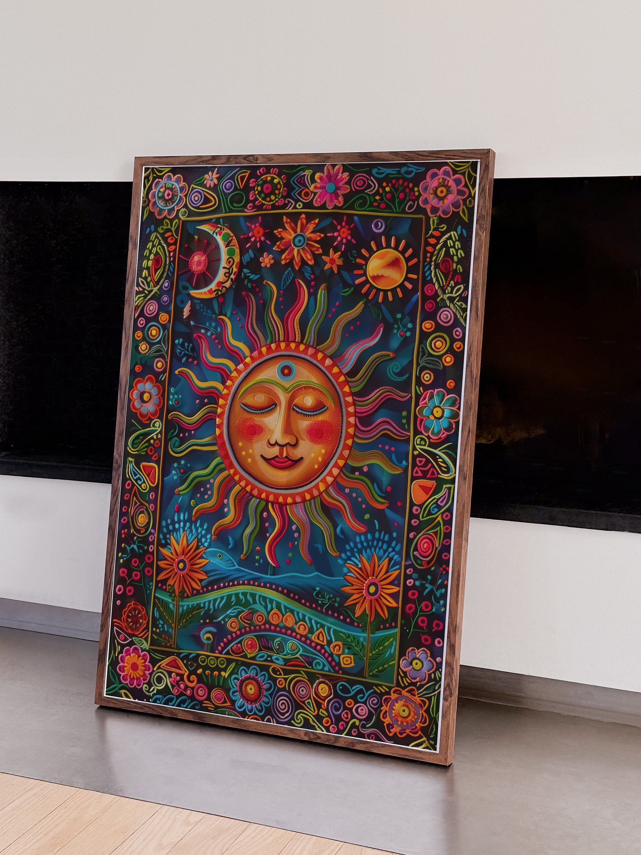 Huichol Sun Art: Mexican Abstract Digital Print (digital Download) - Etsy